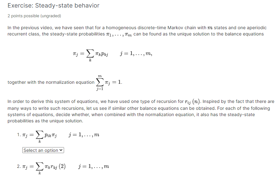 Solved Exercise: Steady-state behavior 2 points possible | Chegg.com