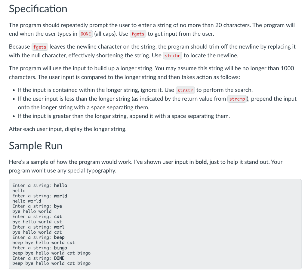 Solved This program is written in C and will use a variety | Chegg.com