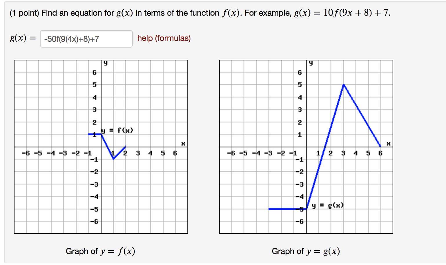 Solved (1 point) Find an equation for g(x) in terms of the | Chegg.com