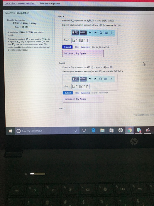 Solved Selective Preciptation Selective Precipitation Part A | Chegg.com