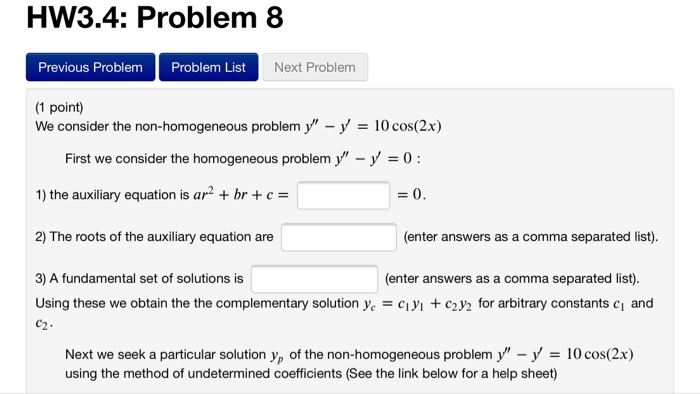 Solved HW3.4: Problem 8 Previous Problem Problem List Next | Chegg.com