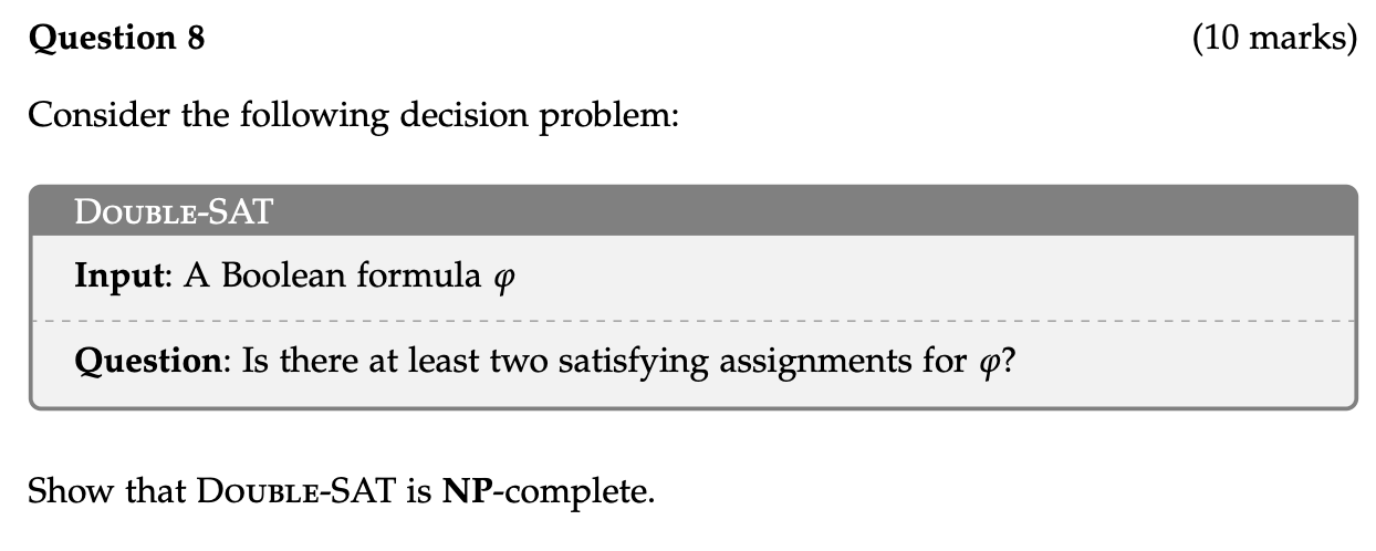 Solved Consider the following decision problem: Show that | Chegg.com
