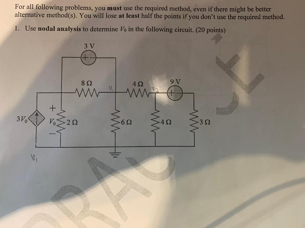Solved 1. Use nodal analysis to determine Vo in the | Chegg.com