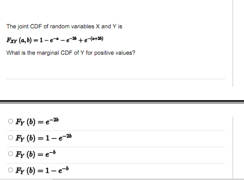 Solved The joint CDF of random variables X and Y is Fxy | Chegg.com