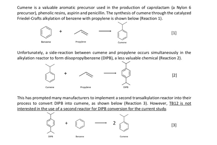 Solved Draw a BFD (block flow diagram) of cumene production | Chegg.com