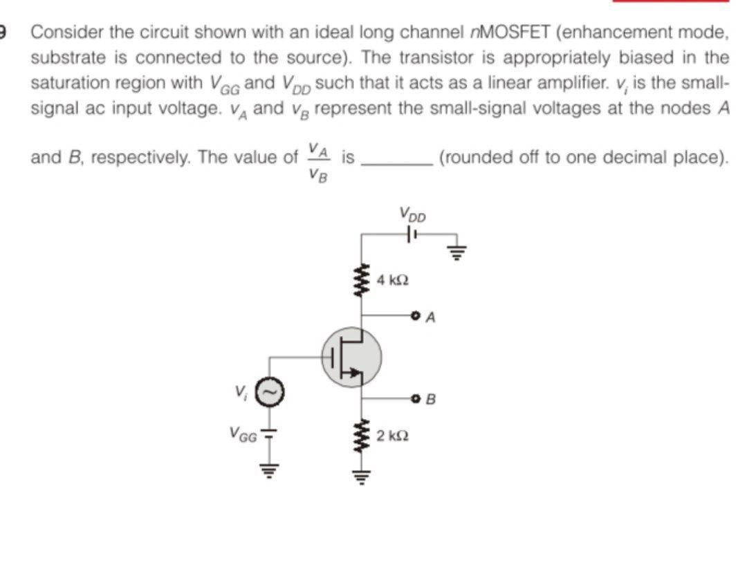 Solved Consider the circuit shown with an ideal long channel | Chegg.com