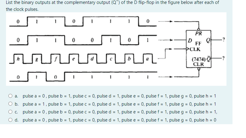 Solved List the binary outputs at the complementary output | Chegg.com