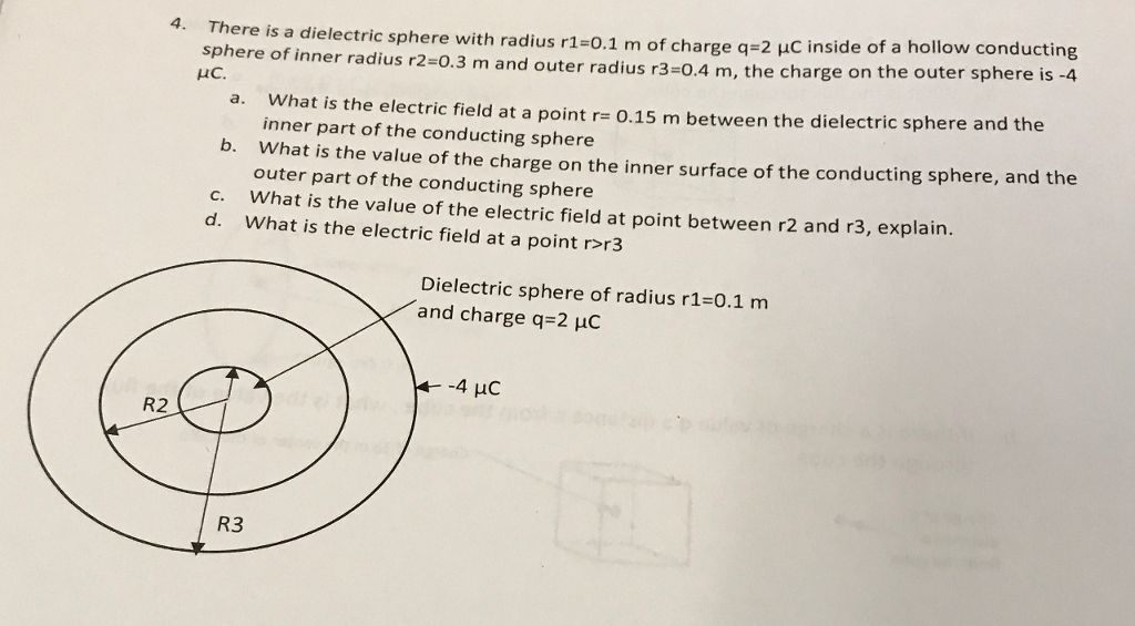 Solved 4. There is a dielectric sphere with radius r1-0.1 m | Chegg.com