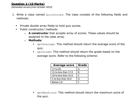 Solved Question 2 (10 Marks) (Amended version from October | Chegg.com