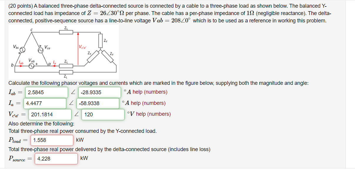 Solved (20 points) A balanced three-phase delta-connected | Chegg.com