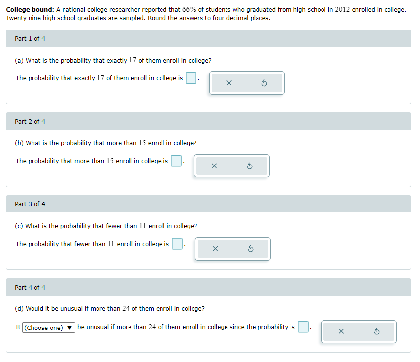 Solved College bound: A national college researcher reported | Chegg.com