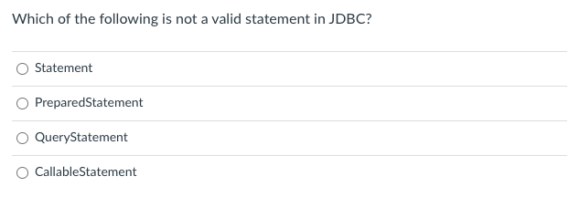 Solved Which of the following is not a valid statement in | Chegg.com