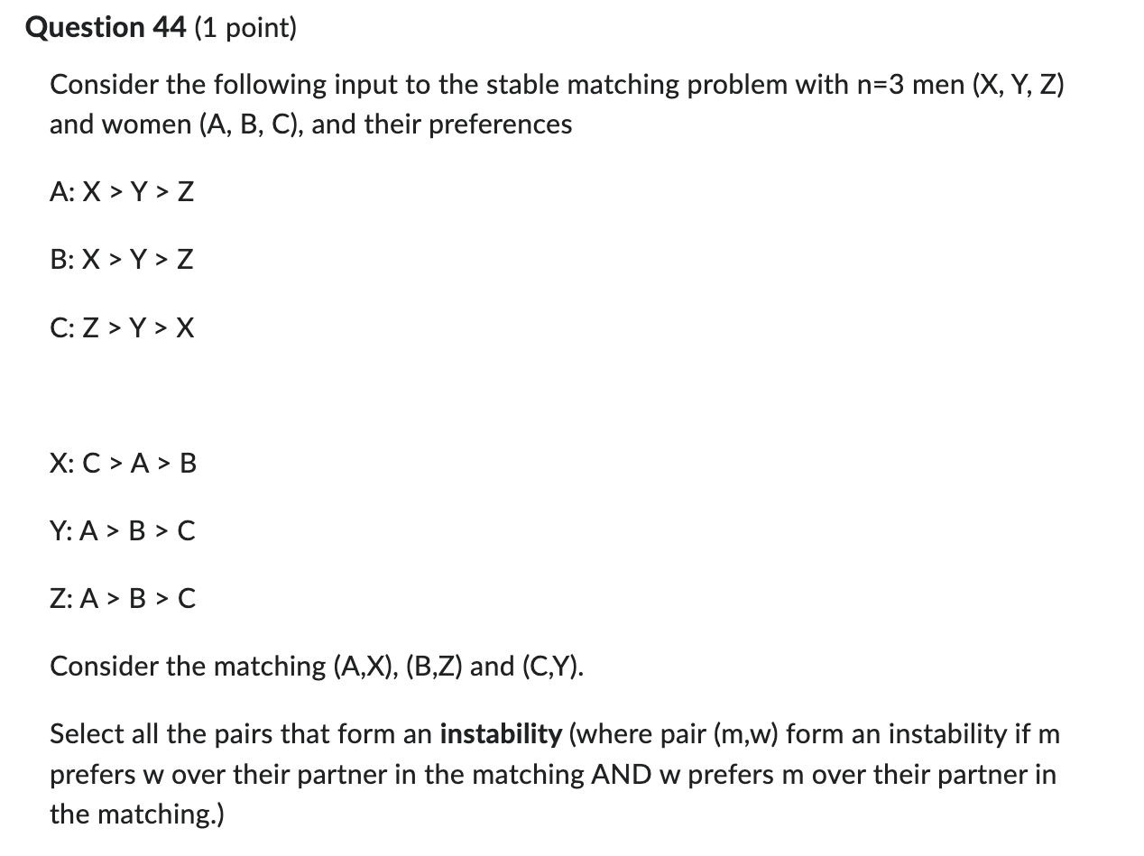 Solved Question 44 (1 ﻿point)Consider the following input to | Chegg.com