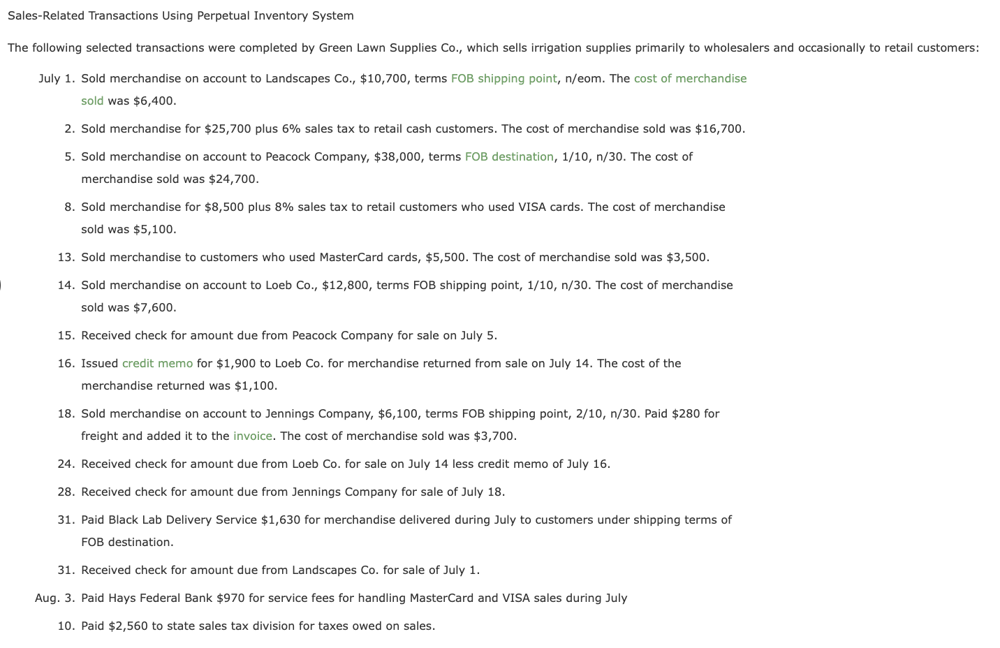Solved Sales-Related Transactions Using Perpetual Inventory | Chegg.com
