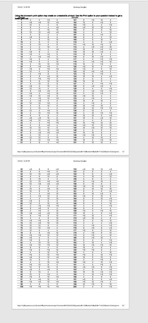 Given Bootstrap Samples Complete Parts A And B 