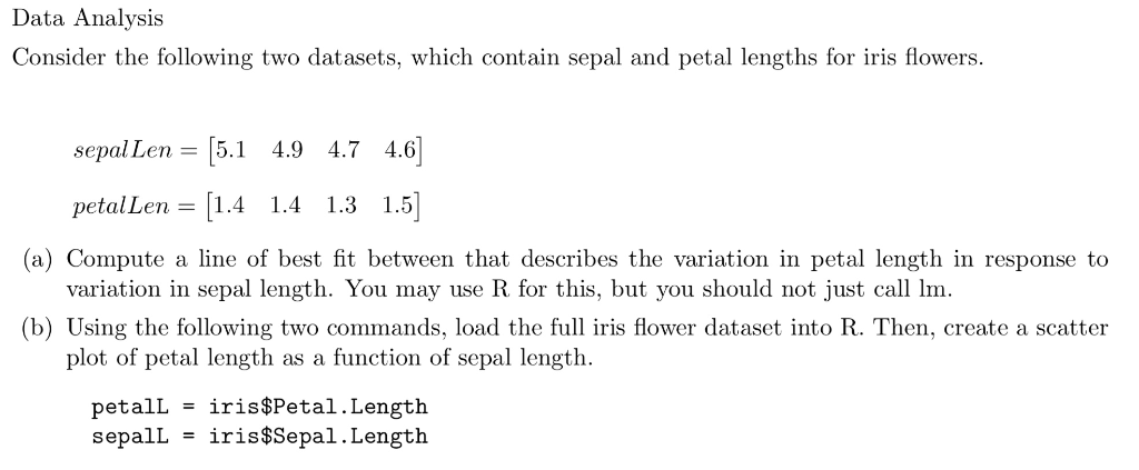 Solved Data Analysis Consider the following two datasets, | Chegg.com