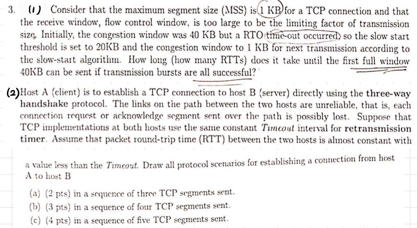 Solved 3 1 Consider That The Maximum Segment Size Mss