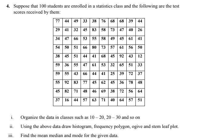 Solved 4. Suppose that 100 students are enrolled in a | Chegg.com