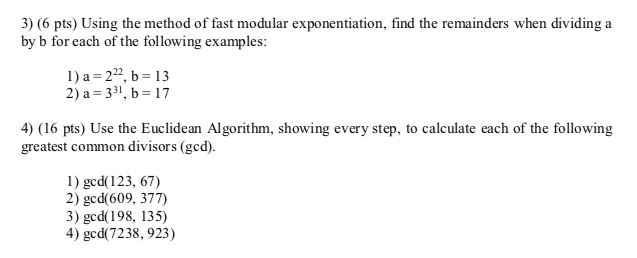 Solved 3) (6 pts) Using the method of fast modular | Chegg.com