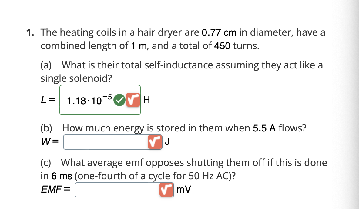 Solved The heating coils in a hair dryer are 0.77 cm in | Chegg.com