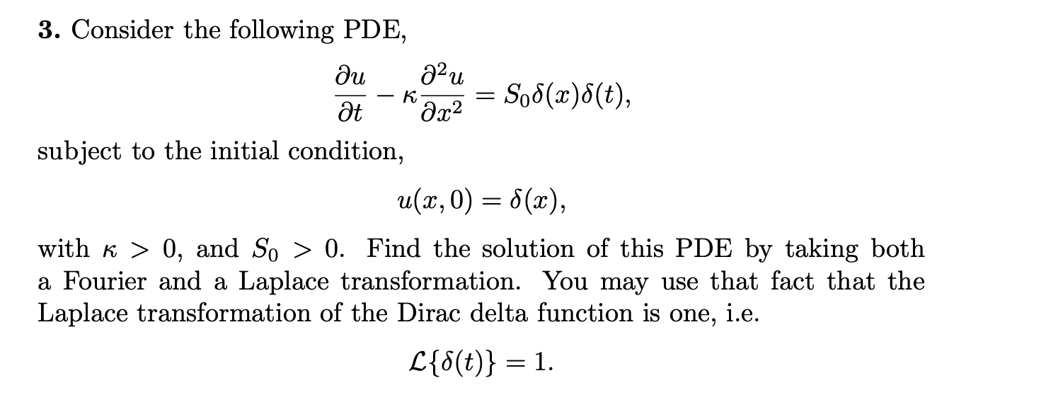 Solved к = 3. Consider the following PDE, au a2u = | Chegg.com