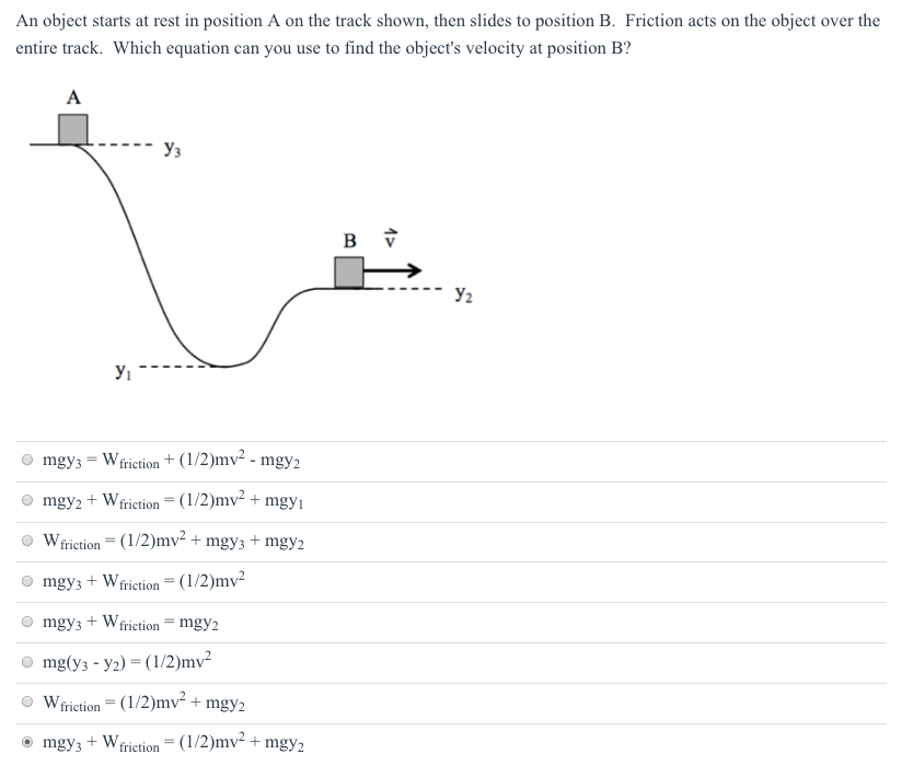 Solved An object starts at rest in position A on the track | Chegg.com