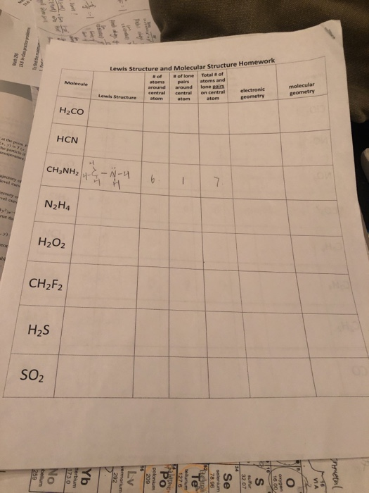 Solved Lewis Structure and Molecular Structure Homework #of | Chegg.com