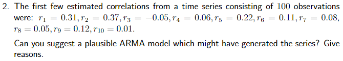 Solved The first few estimated correlations from a time | Chegg.com