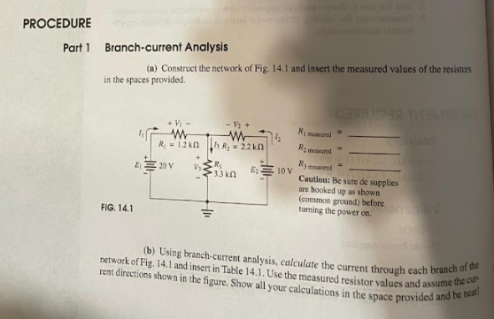 Solved PROCEDURE Part 1 Branch-current Analysis (a) | Chegg.com