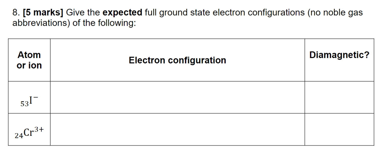 Solved 8. [5 marks] Give the expected full ground state | Chegg.com