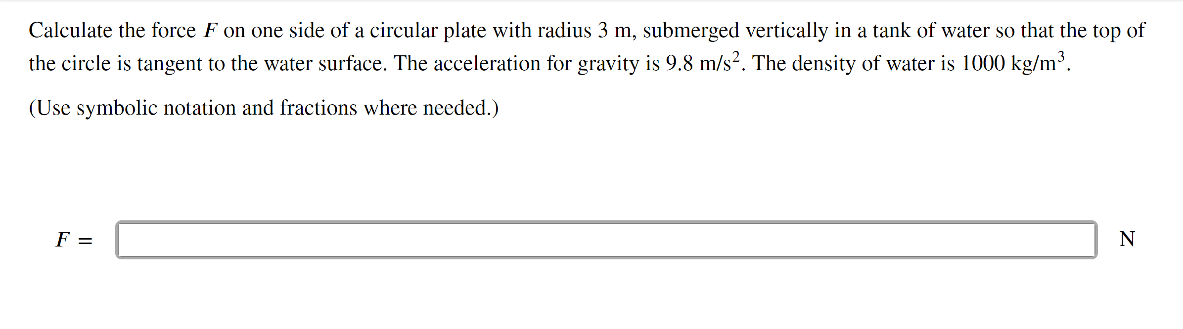 Solved Calculate the force F on one side of a circular plate | Chegg.com