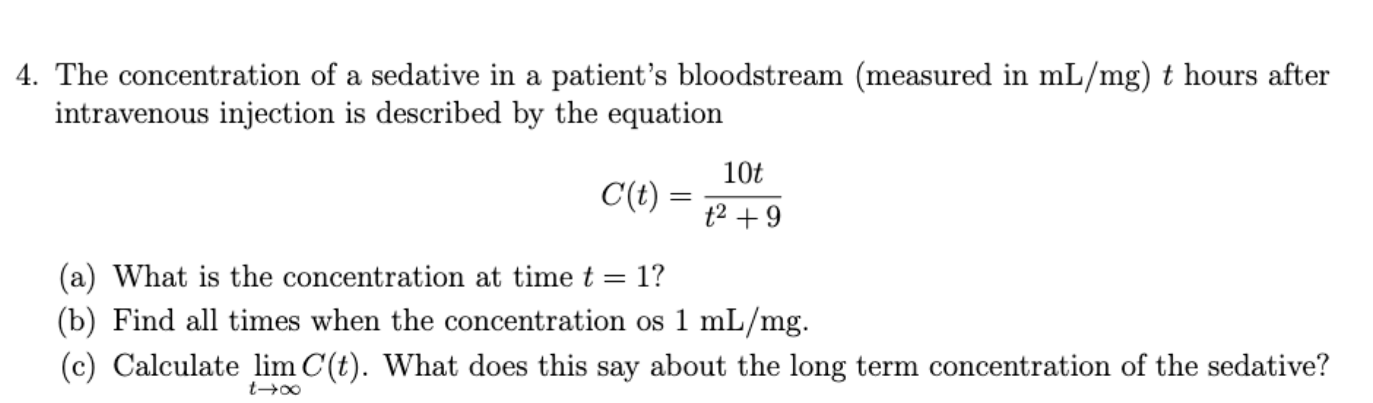 Solved The concentration of a sedative in a patient's | Chegg.com