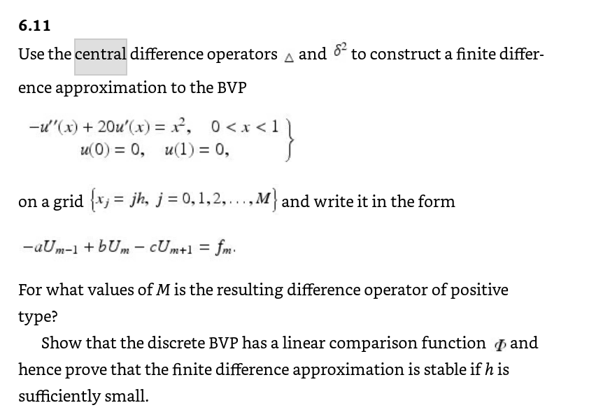 Solved 6.11 Use the central difference operators A and 8 to | Chegg.com