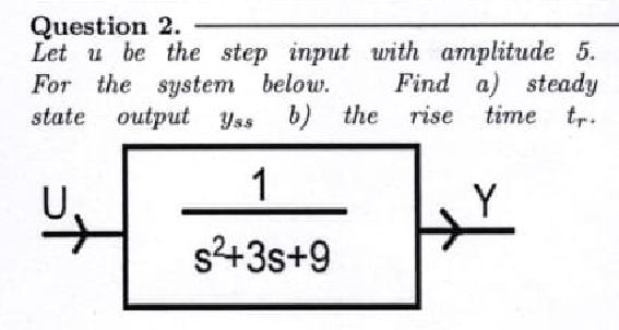 Solved Question 2. Let u be the step input with amplitude 5 | Chegg.com