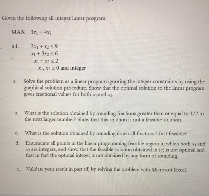 Solved Given the following all-integer linear program: MAX | Chegg.com
