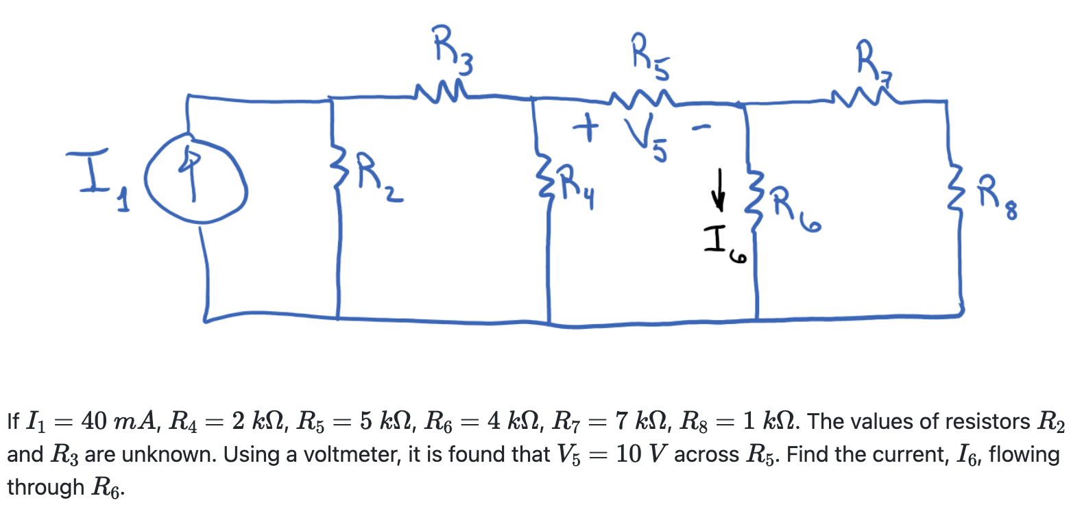 Solved Let I1=5.2A1R2=6Ω,R3=2Ω,R4=6Ω, and R5=8Ω. Find the | Chegg.com