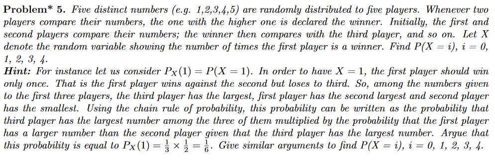 Solved Problem* 5. Five distinct numbers (e.g. 1,2,3,4,5) | Chegg.com