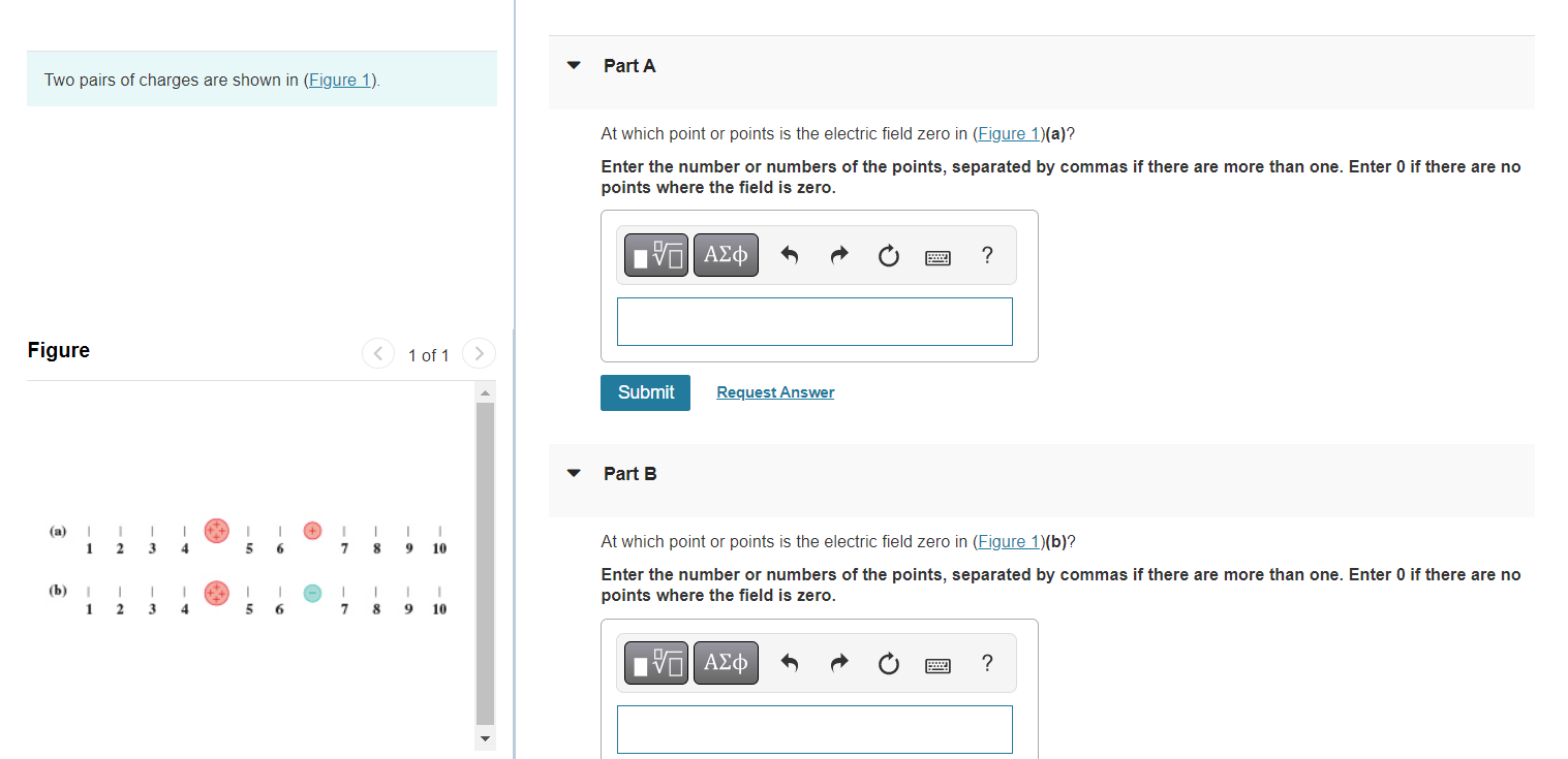 Solved Two pairs of charges are shown in (Figure 1). At | Chegg.com