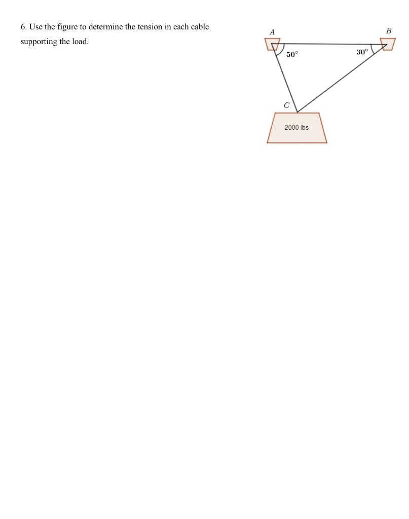 Solved 6. Use the figure to determine the tension in each | Chegg.com