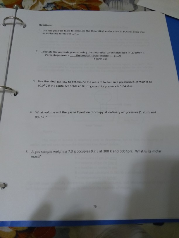 Report: Determination of the Molar Mass of a Gas | Chegg.com