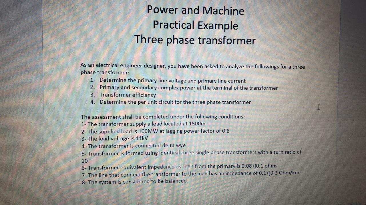 Power and Machine Practical Example Three phase | Chegg.com