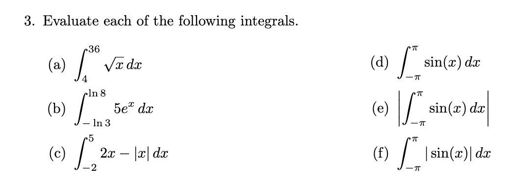 Solved 3. Evaluate each of the following integrals. (a) | Chegg.com
