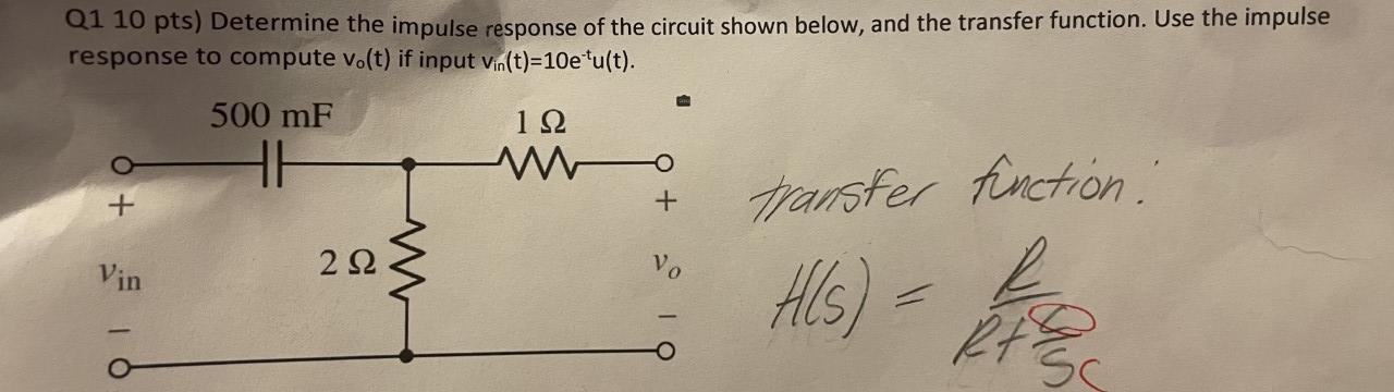 Solved Q1 10pts) Determine the impulse response of the | Chegg.com
