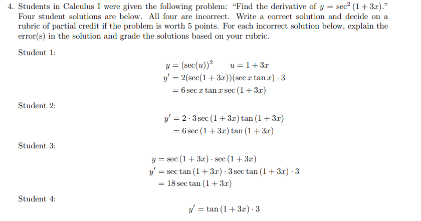 Solved Students in Calculus I were given the following | Chegg.com