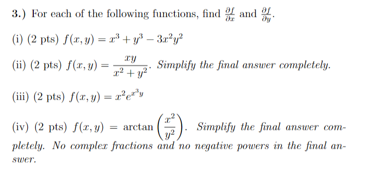 Solved as ay 3.) For each of the following functions, find | Chegg.com