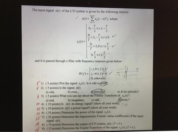 Solved The input signal x0) of the LTI system is given by | Chegg.com