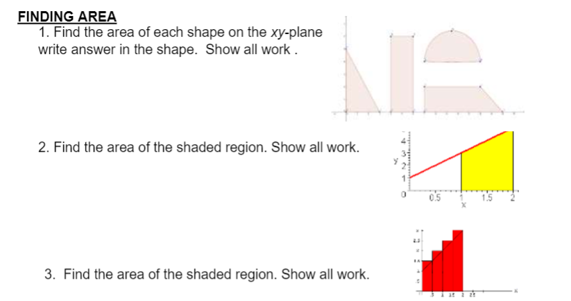Solved FINDING AREA 1. Find the area of each shape on the | Chegg.com
