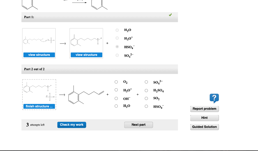 Solved Part 1: H20 mest Hz0+ + HSO4 view structure view | Chegg.com