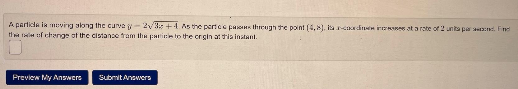 Solved A particle is moving along the curve y=23x+4. As the | Chegg.com