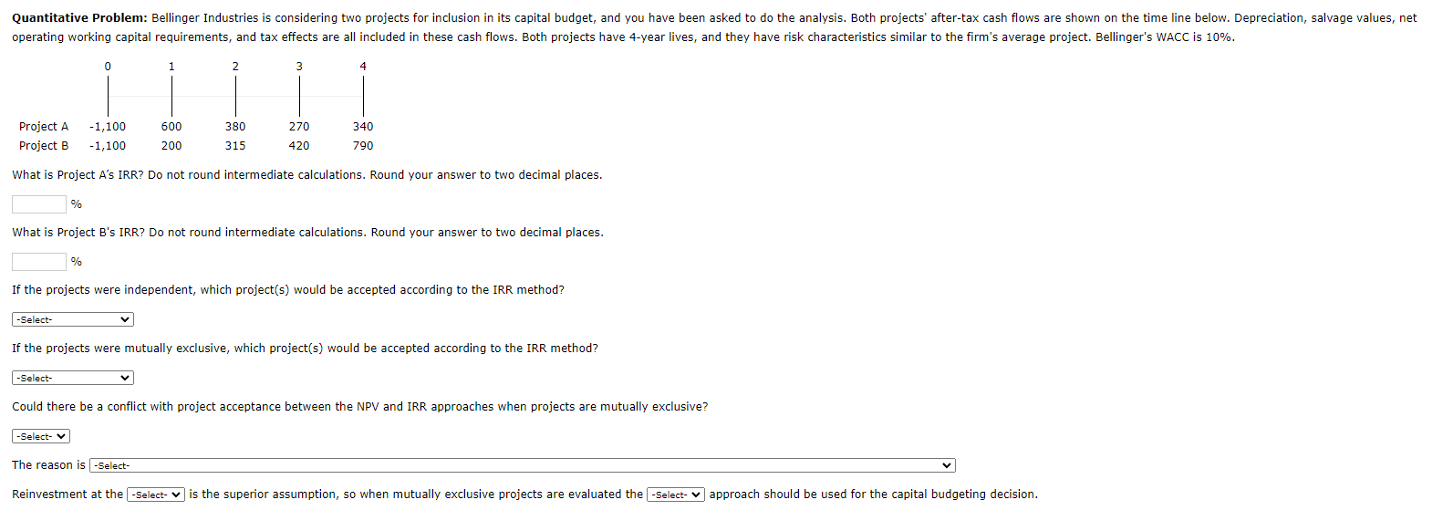 Solved Proje Proje What is Project A's IRR? Do not round | Chegg.com